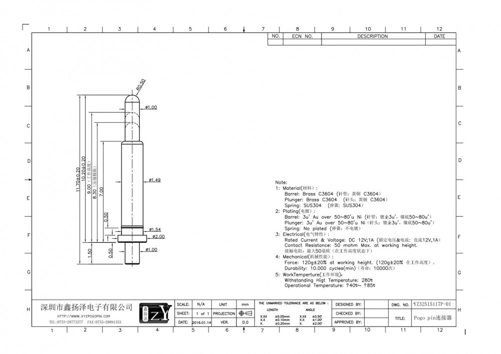 YZ32515117P-01 product specification page 3