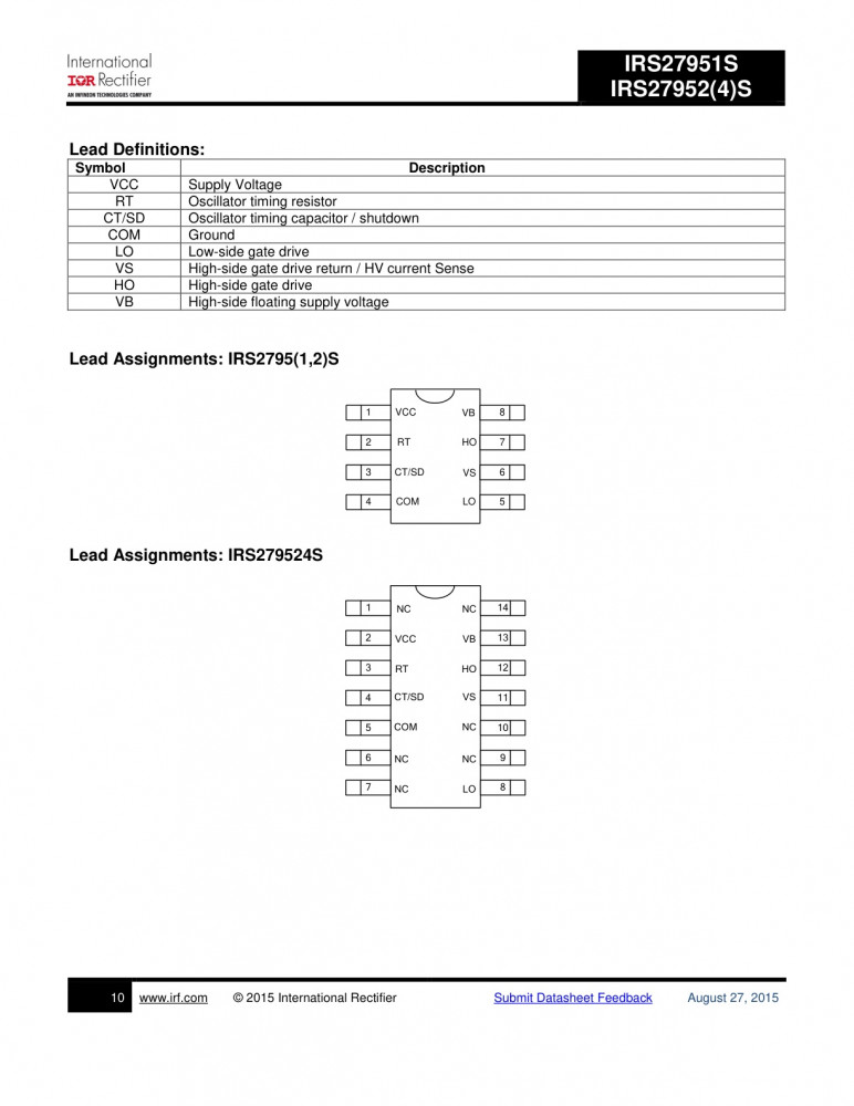 IRS27952STRPBF datasheet page 10