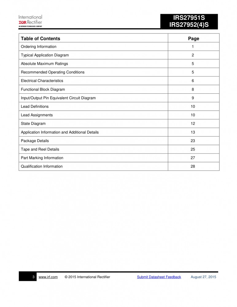 IRS27952STRPBF datasheet page 3