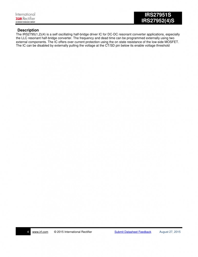 IRS27952STRPBF datasheet page 4
