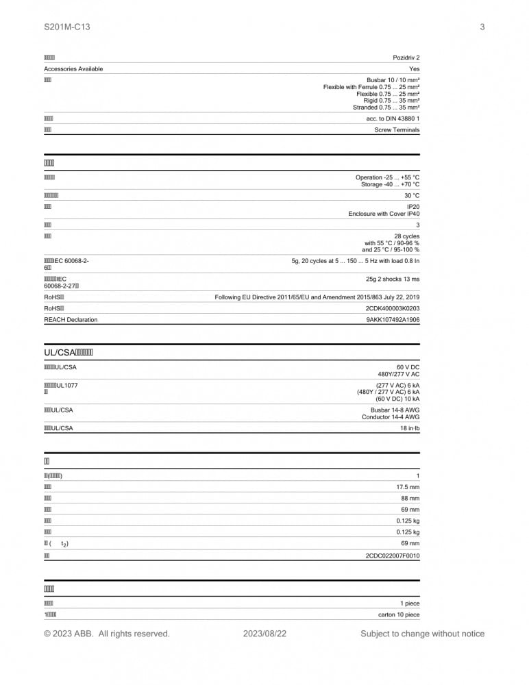 ABB S201M-C13 technical document page 3