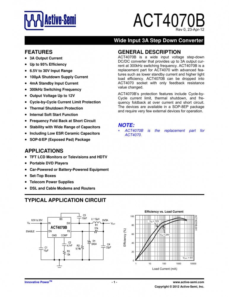 ACT4070BYH-T datasheet page 1