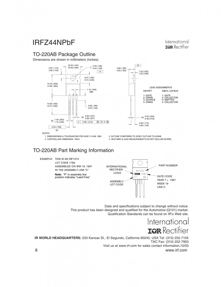 IRFZ44NPBF datasheet page 8