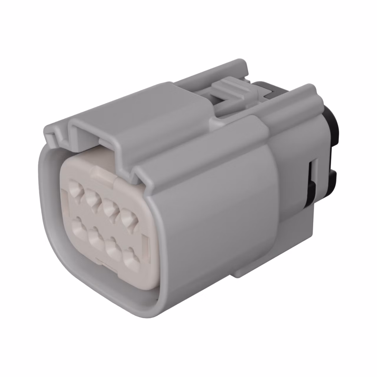 MX150 Mat-Sealed Female Connector Assembly, Dual Row, 8 Circuits, Keying Option D, without Connector Position Assurance, with Clip-Slot, Stone Gray for sale