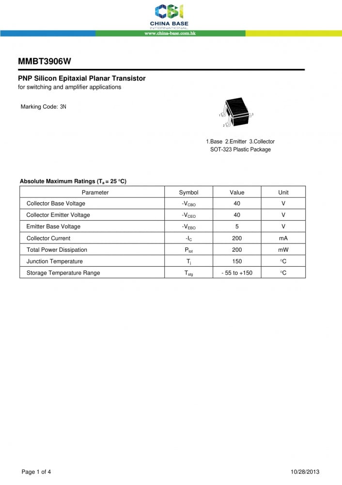 CBI MMBT3906W datasheet page 1