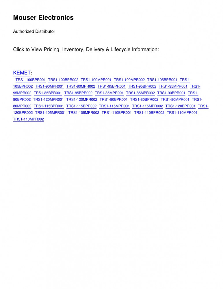 KEMET TRS thermal reed switch datasheet page 10
