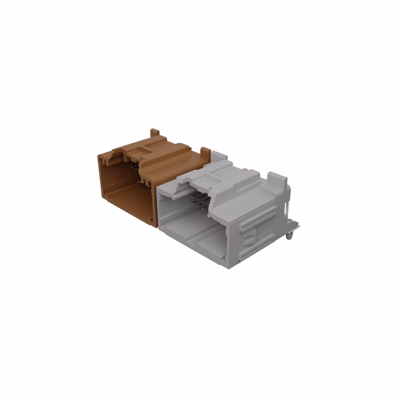 Stac64 2 Bay Right-Angle Headers, 34 Circuits, Bay A 14 Circuit Signal Header, Polarization C, Brown; Bay B 20 Circuit Signal Header, Polarization B, Gray; Tray for sale