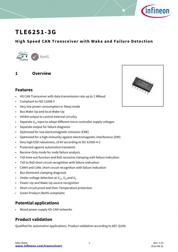 TLE6251-3G datasheet page 1