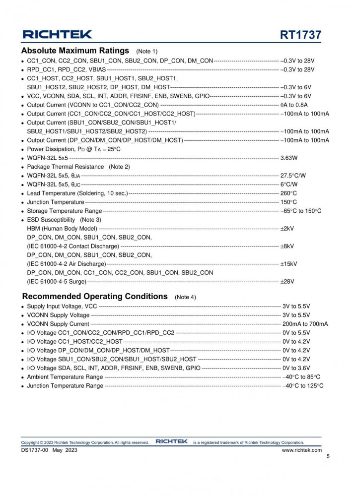 RT1737 datasheet page 5