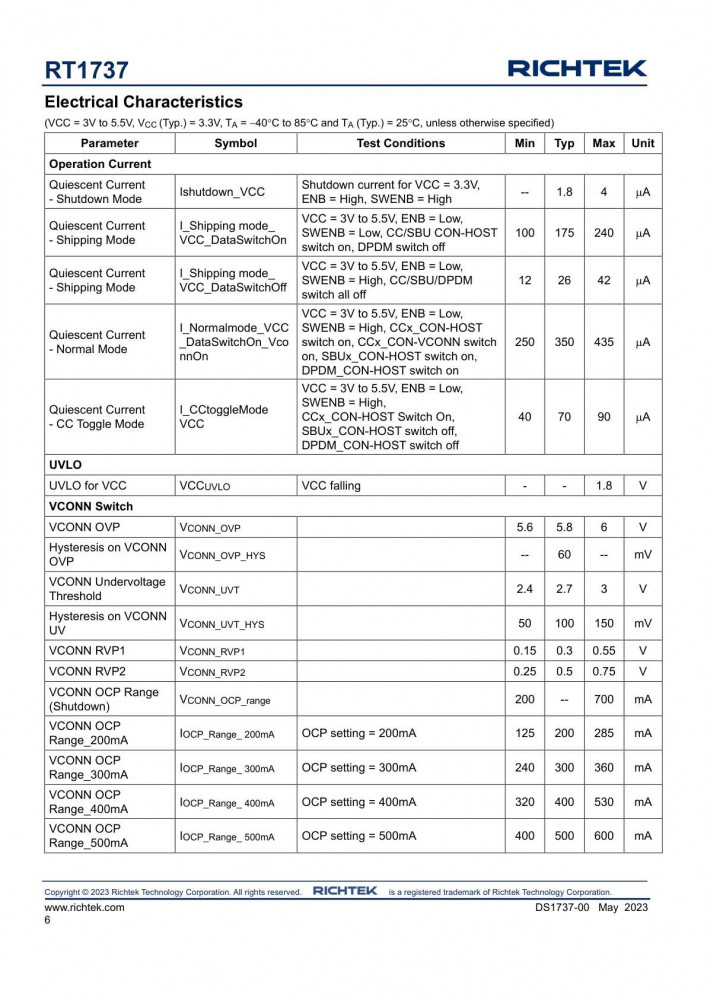 RT1737 datasheet page 6