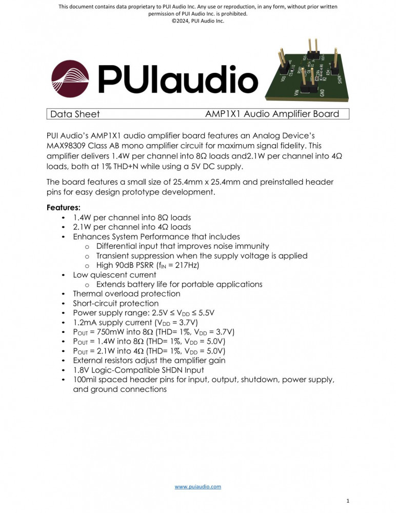 AMP1X1 datasheet page 1