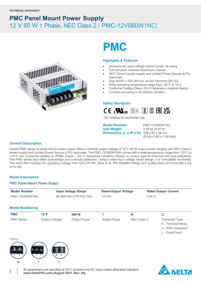 DELTA PMC datasheet page 1