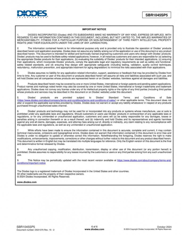 SBR1045SP5-13 datasheet page 6