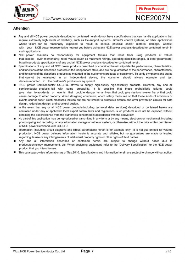 NCE2007N datasheet page 7