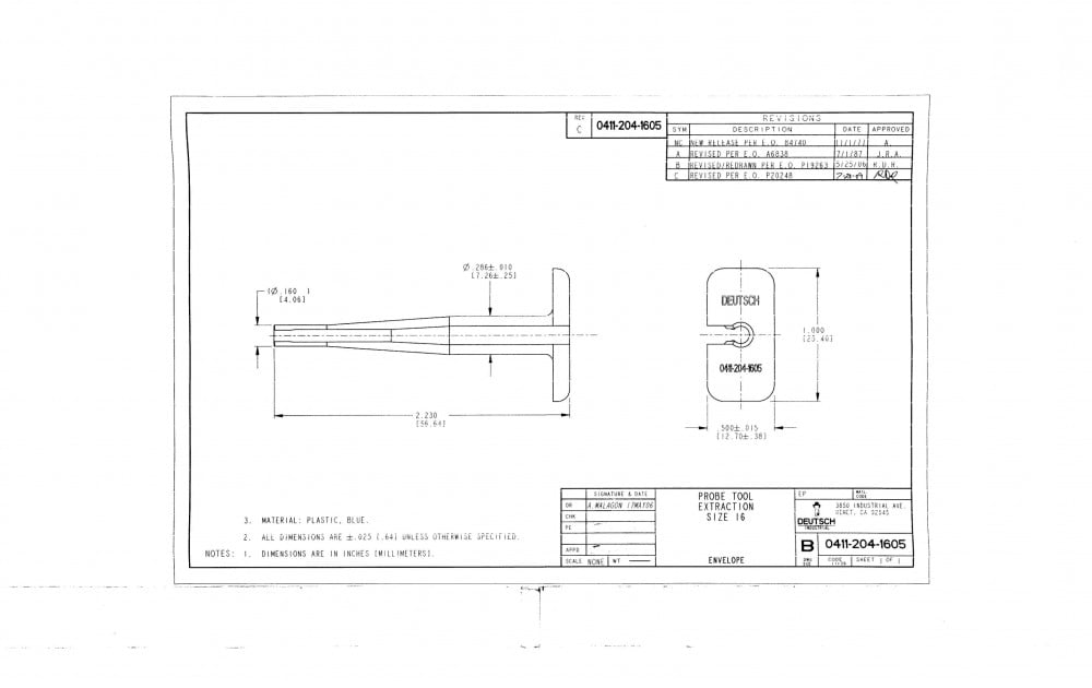 TE Connectivity 0411-204-1605 technical document page