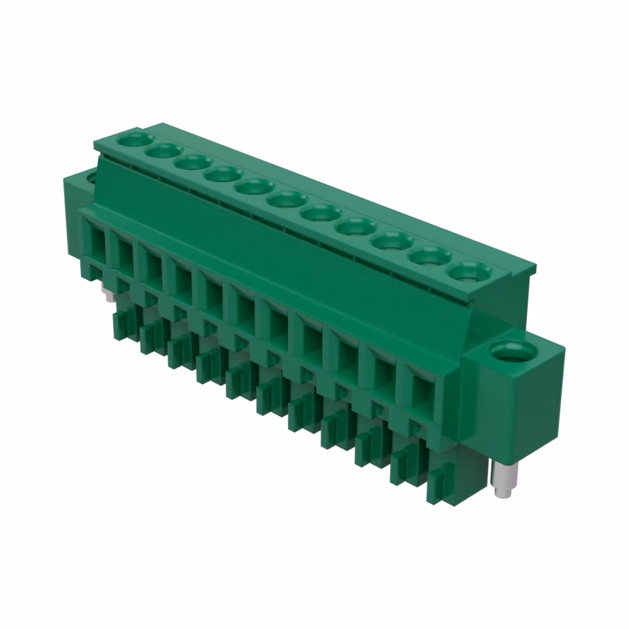 3.81mm Pitch Eurostyle Vertical Plug, with Retention Screws and Standard  Imprinting, Front Wire Entry, Green Housing, Gold (Au) Plated, 11 Circuits for sale