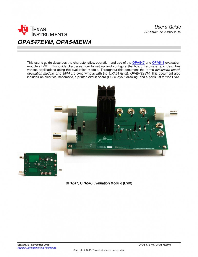 OPA548EVM document preview, page 1