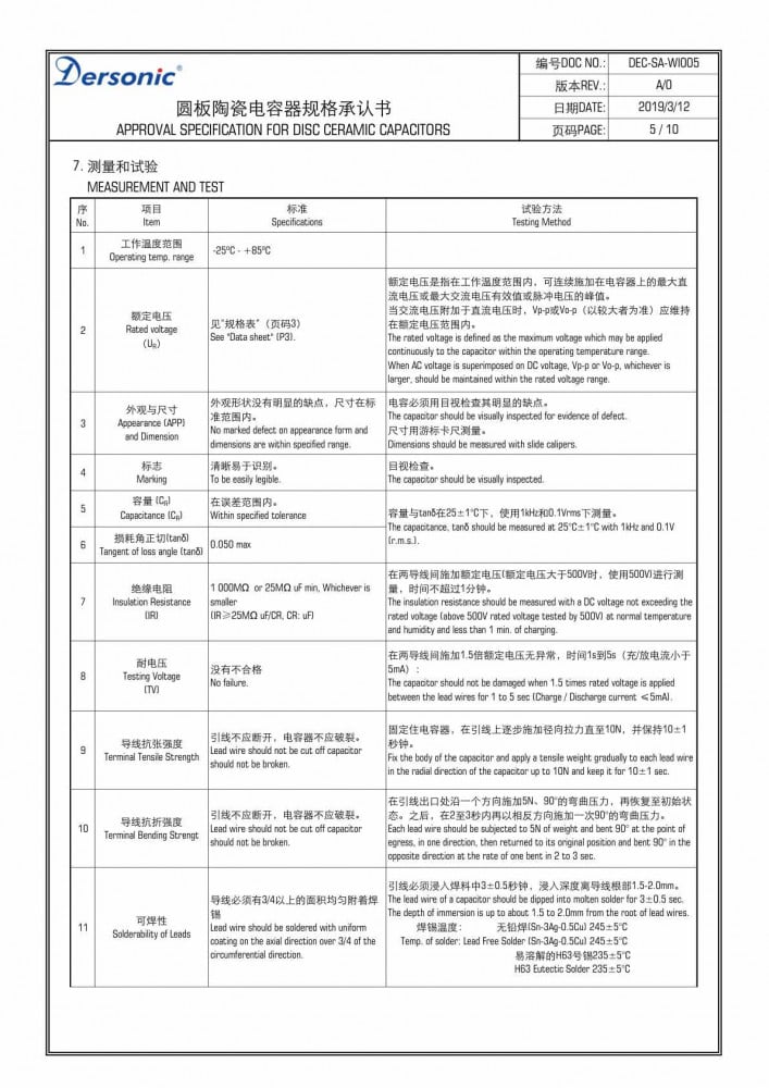 Dersonic approval specification page 7