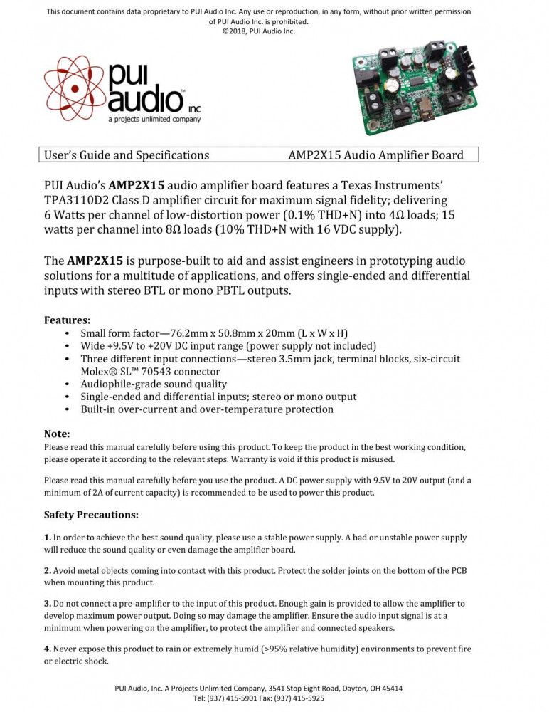 AMP2X15 product guide page 1