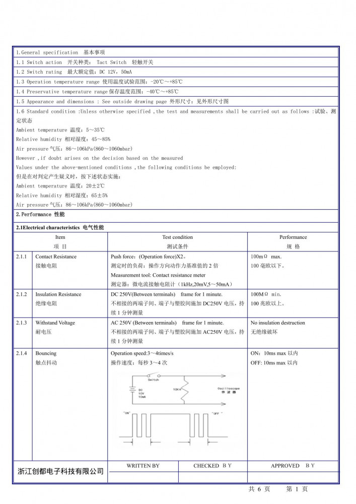 CAX electrical characteristics page 3