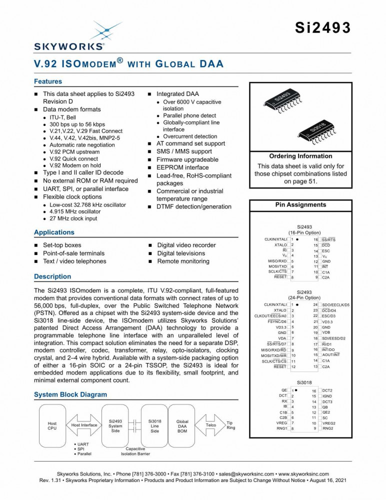 SI2493 datasheet page 1