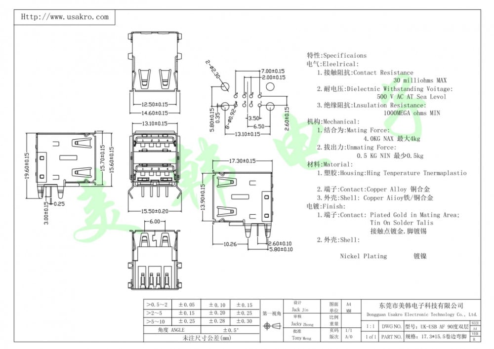 USAKRO UK-USB AF 90-19.6 technical drawing