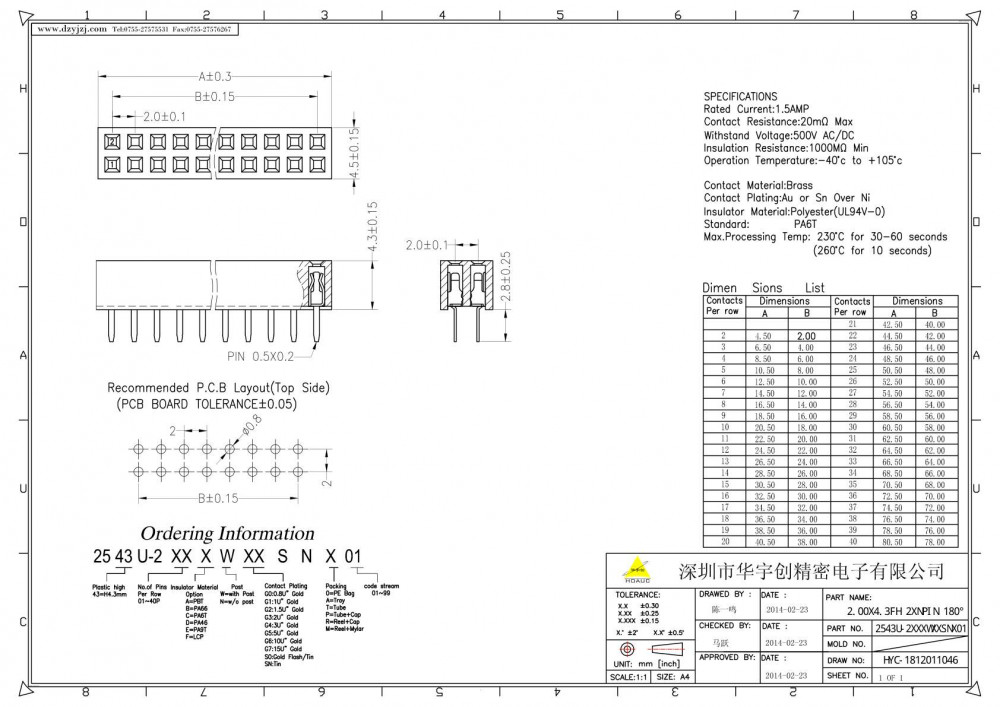 HOAUC 2543U-210CNG1SNT02 technical drawing