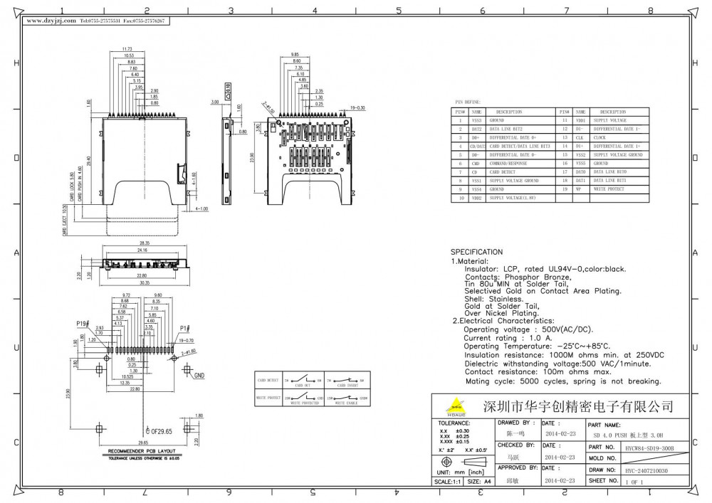 HOAUC HYCW84-SD19-300B technical drawing