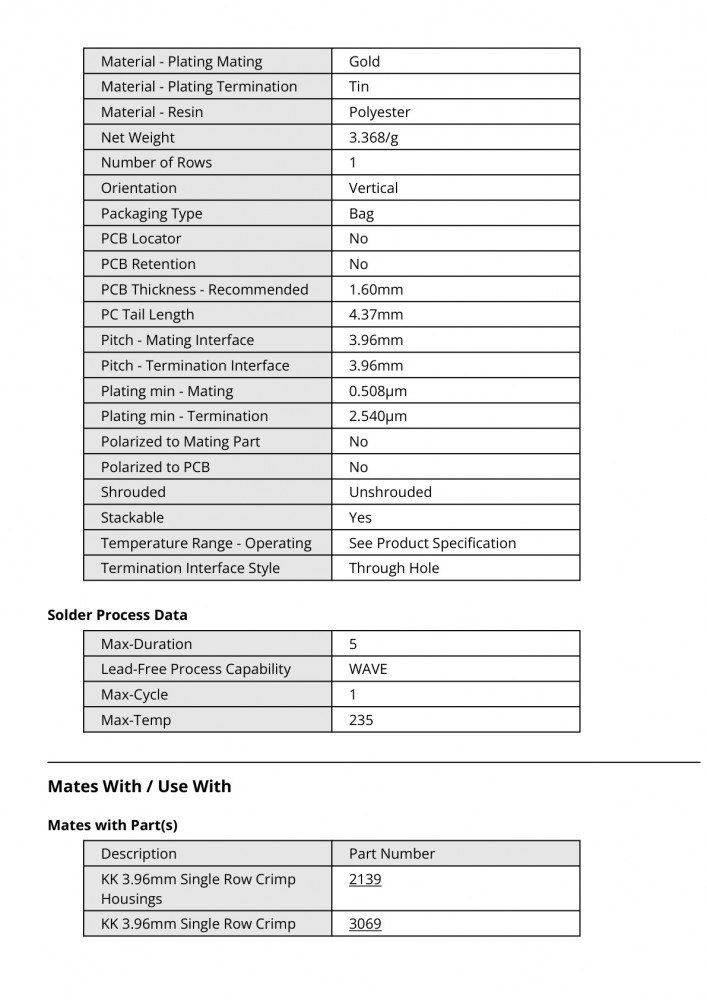 Technical document page 3 for MOLEX 26482100