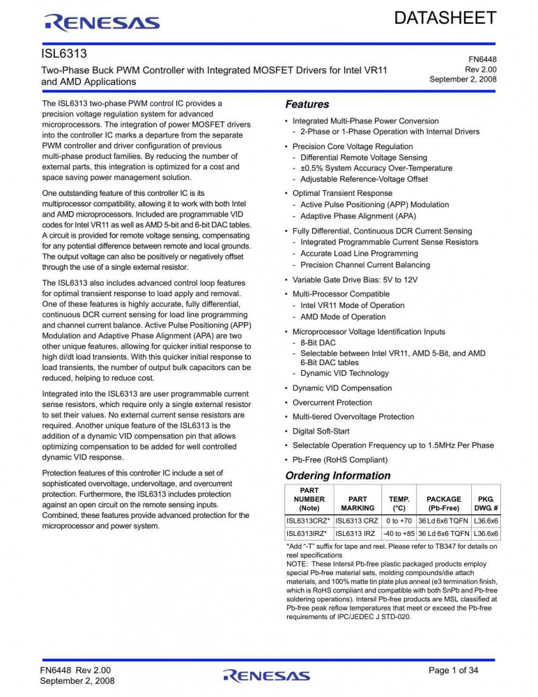 ISL6313 datasheet page 1