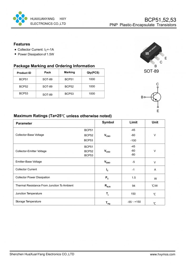 BCP53 datasheet page 1