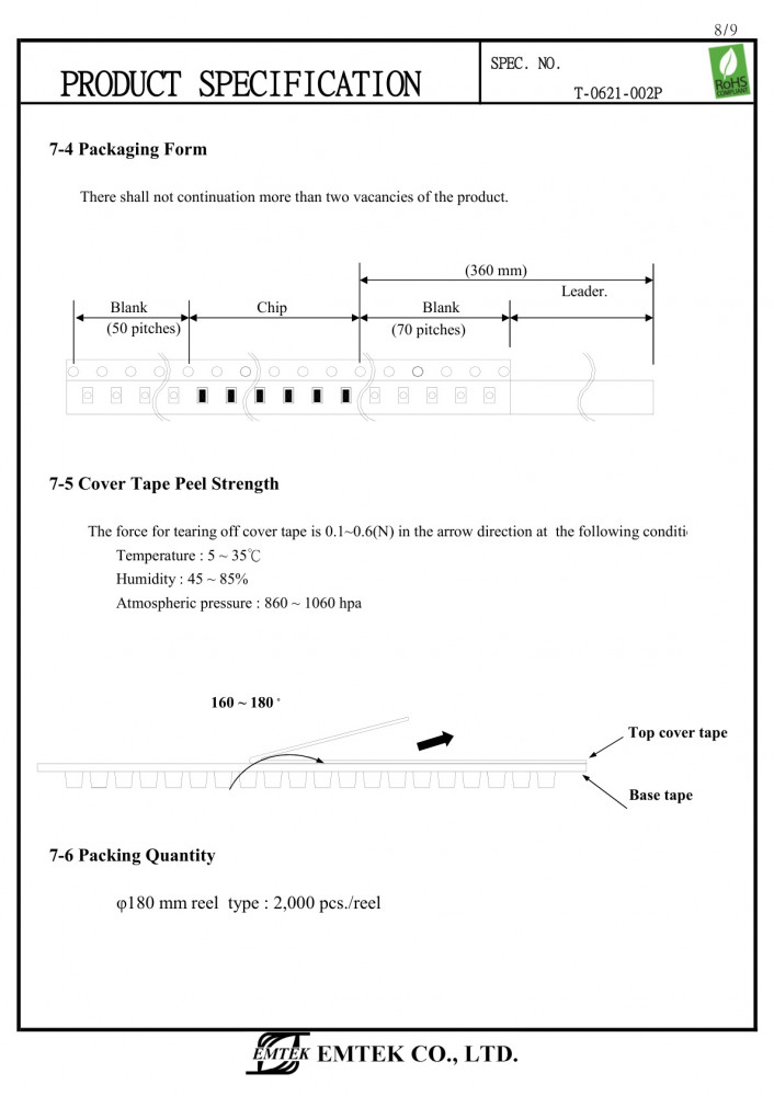 HQC0805 specification page 9