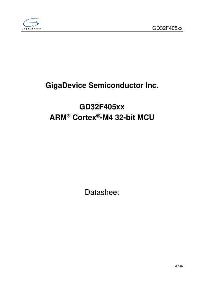 GD32F405xx datasheet page 1