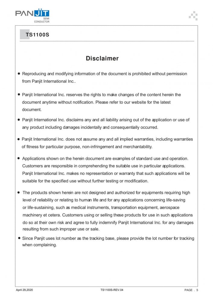 TS1100S datasheet page 5