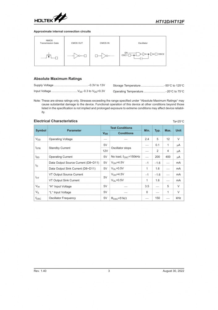 HT12D datasheet page 3