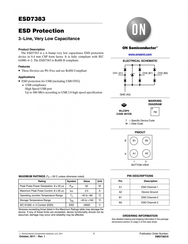 ESD7383NCTBG datasheet page 1