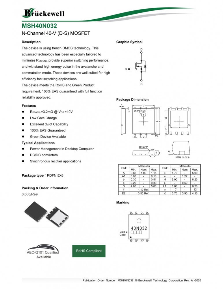 MSH40N032 datasheet page 1
