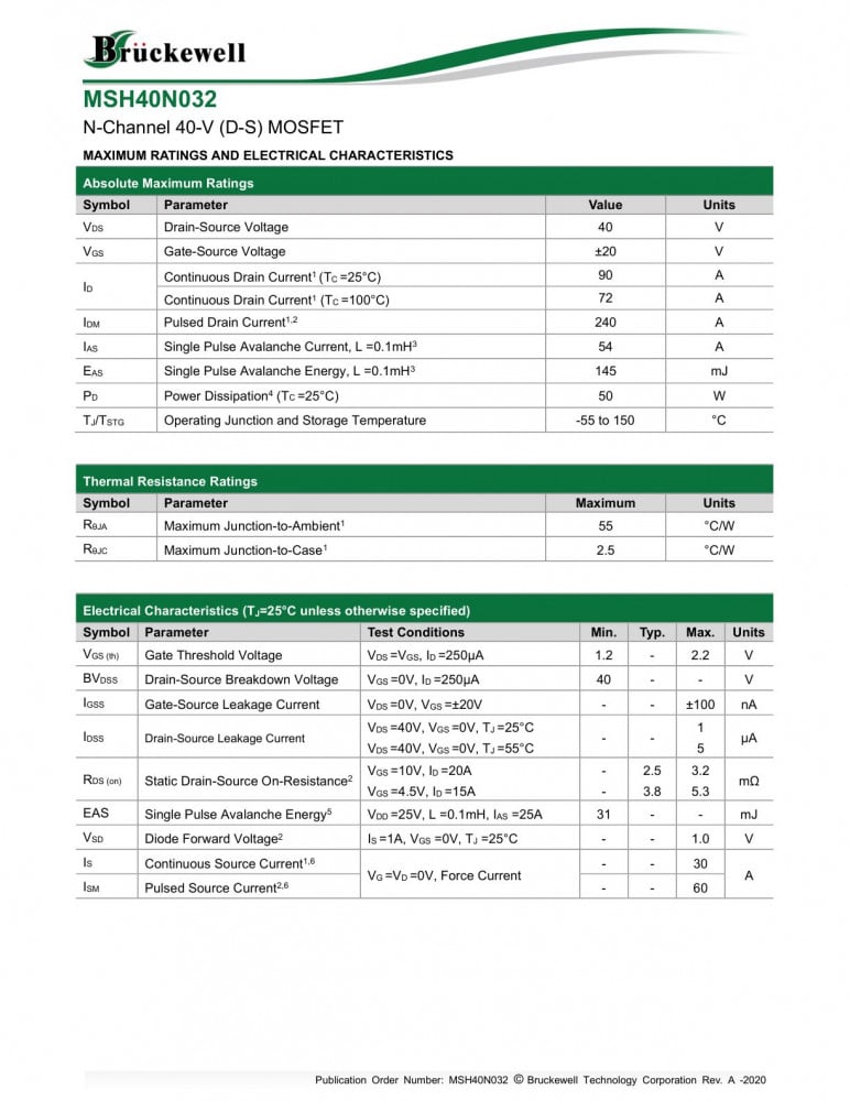 MSH40N032 datasheet page 2