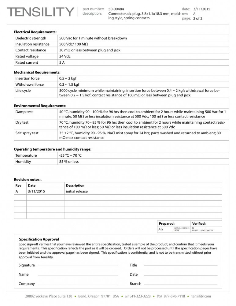 Tensility 50-00484 technical specification image, page 2