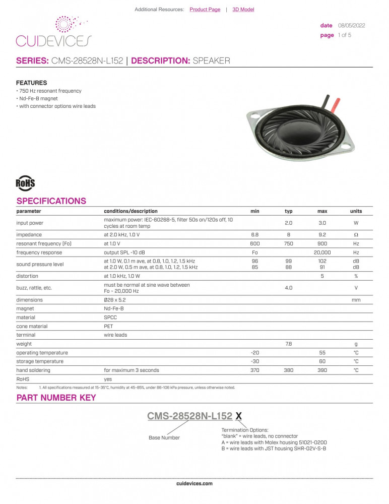 CMS-28528N-L152A datasheet page 1