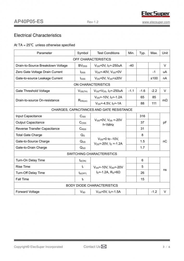 AP40P05-ES datasheet page 3