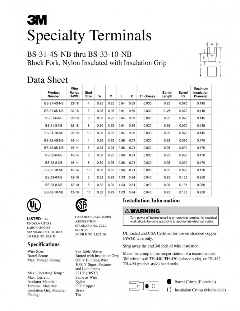 3M BS-32-10-NB technical document page 1