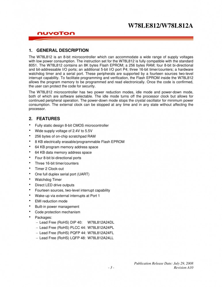 W78L812A24FL datasheet page 3