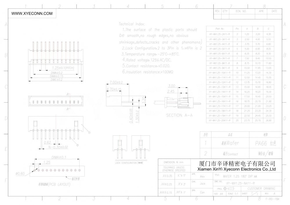XY-MX1.25-3A11-R technical drawing preview