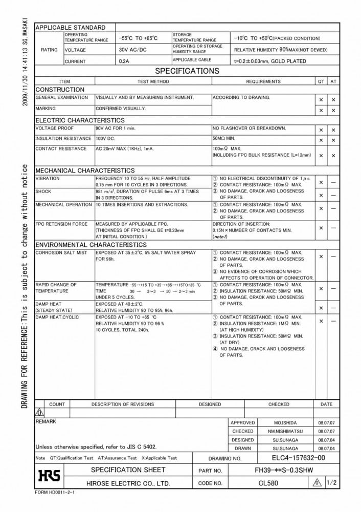 HRS FH39 specification page 1