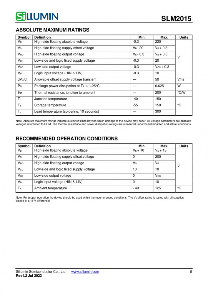 SLM2015 datasheet page 5