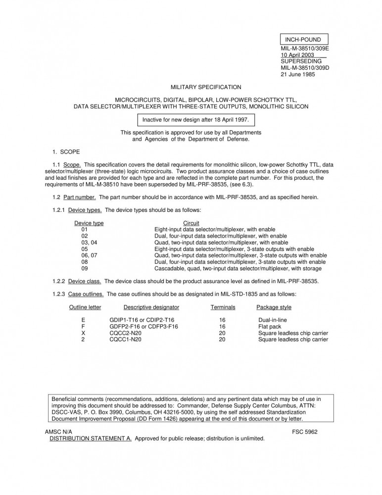 54LS298/BFA technical document page 3