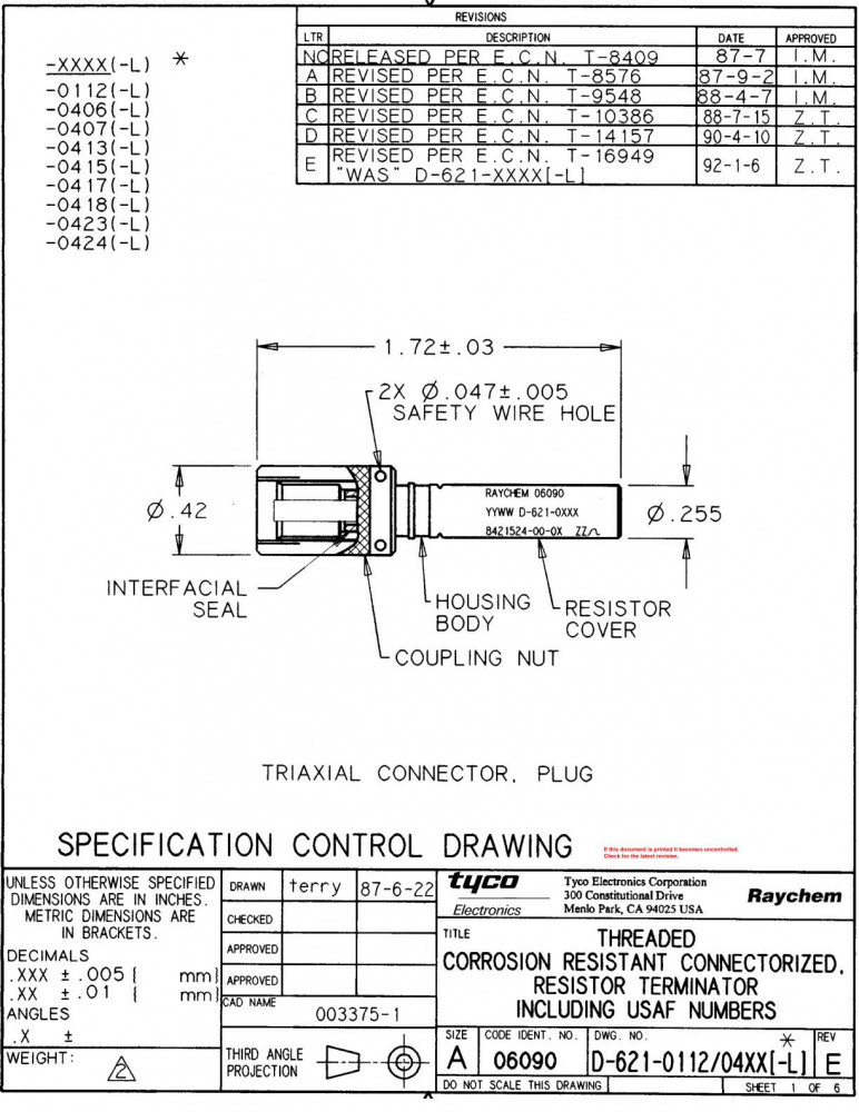 D-621 drawing document page 1