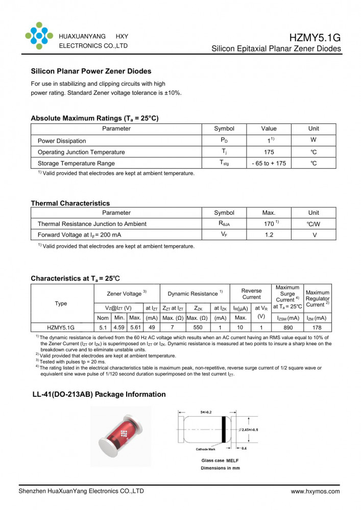 HZMY5.1G datasheet page 1