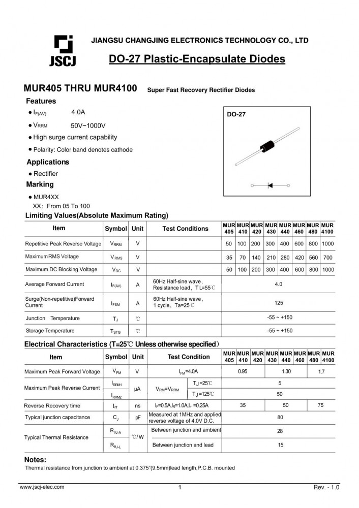 MUR460 datasheet page 1